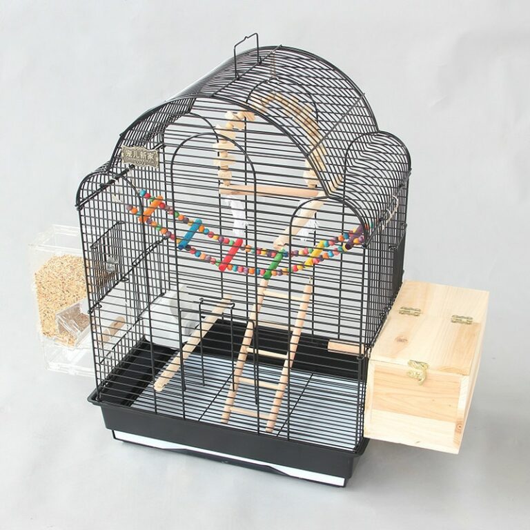 Black Luxury Large Metal Bird Cage For Parrots Starlings Portable ...