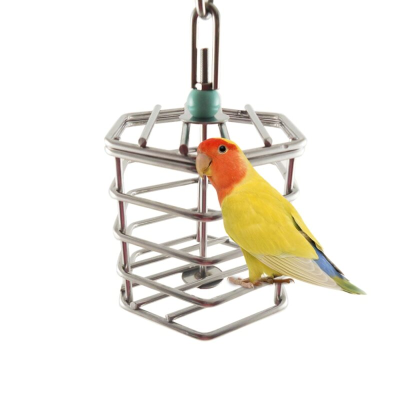 Stainless Steel Parrot Cage Toy Hanging Bird Foraging Blocks Pet ...