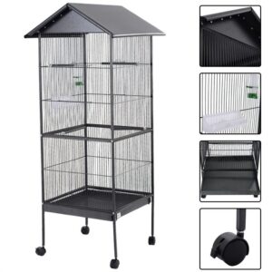 61inch Large Pet Bird Cage With Play Top Swivel Casters Slideout Trays ...