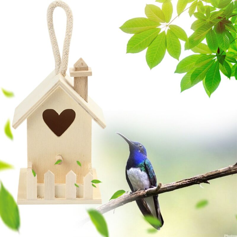 Wooden Hummingbird Nest Box Home Garden Decorative Bird House ...