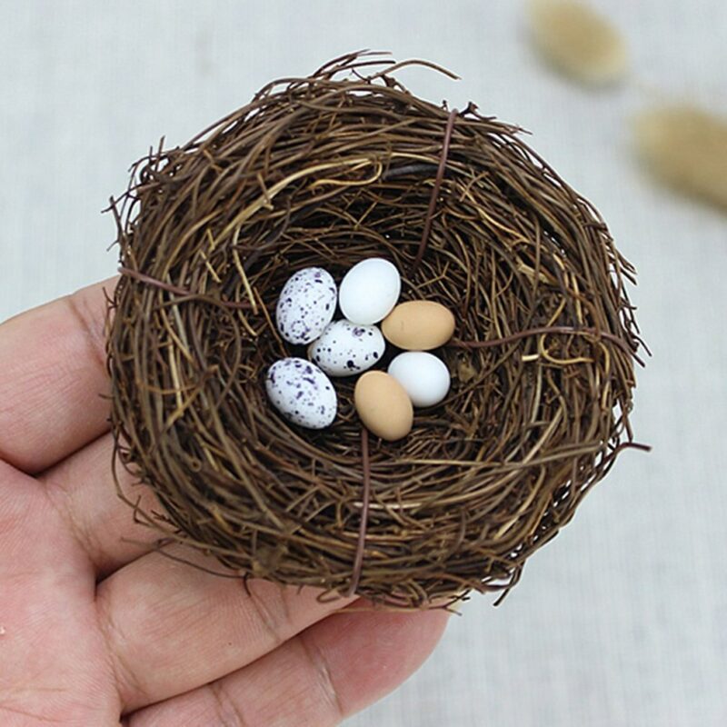 Handcrafted Natural Rattan Bird Nest Home Decorative Display Prop ...