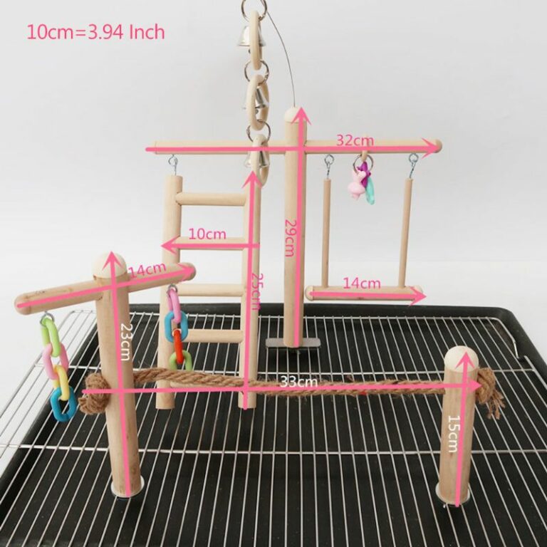 Wooden Parrot Play Gym With Swing Ladder Chewable Chain For Budgies ...