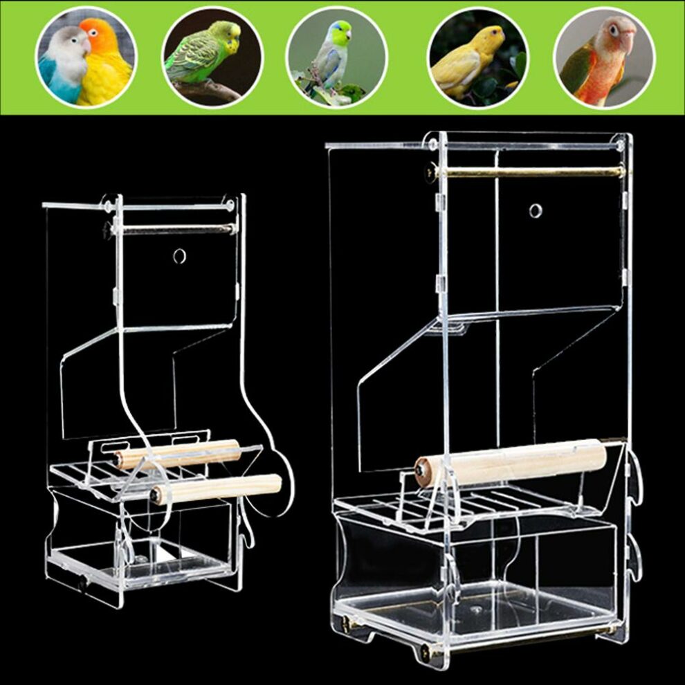 Automatic Bird Feeder Transparent Cage Accessory For Parrots Canaries ...
