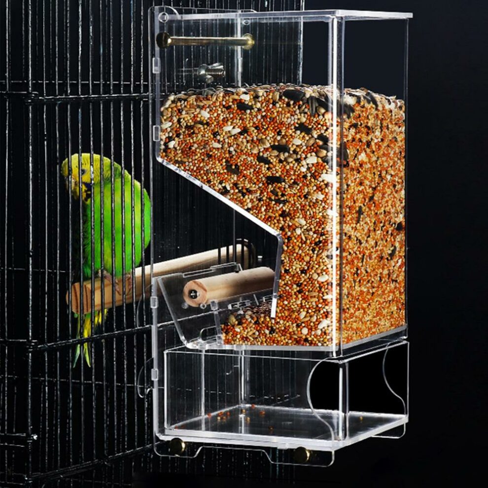 Automatic Bird Feeder Transparent Cage Accessory For Parrots Canaries ...