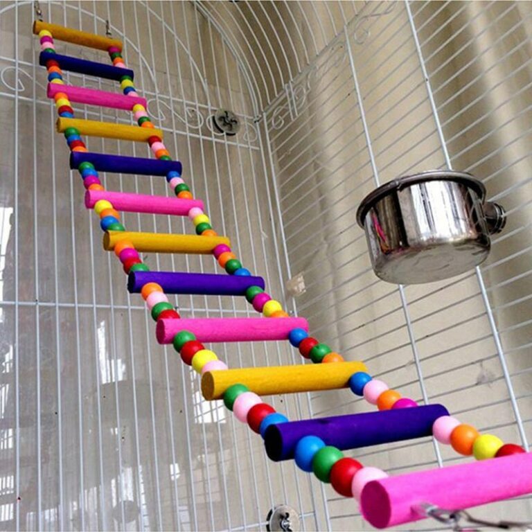 Parrot Climbing Ladder Wooden Swing Bridge Bird Cage Toy For Conures ...