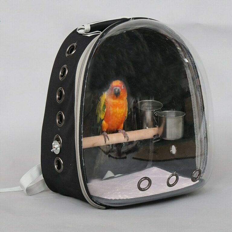 Breathable Space Capsule Parrot Backpack With Wood Perch Bird Feeder ...