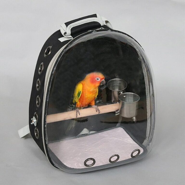 Breathable Space Capsule Parrot Backpack With Wood Perch Bird Feeder ...