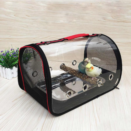 Portable Transparent Pvc Bird Cage Breathable Parrot Travel Carrier ...