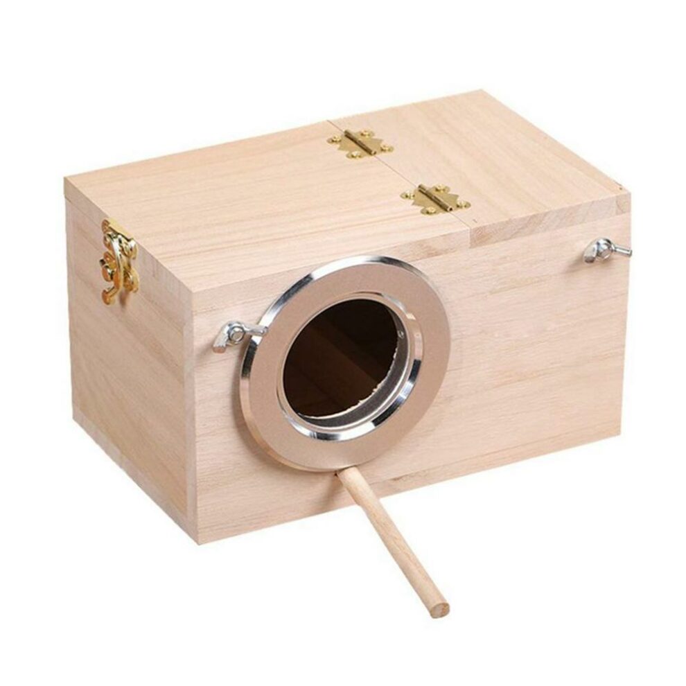 Wooden Bird Breeding Cage Nesting Box For Parakeets Finch Lovebird ...