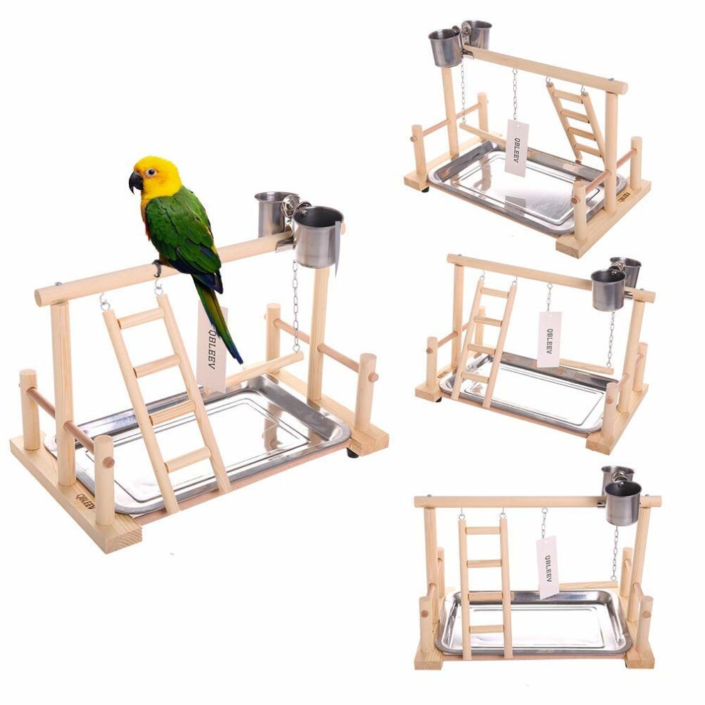 Wooden Parrot Play Gym With Swing Ladder Chewable Chain For Budgies ...